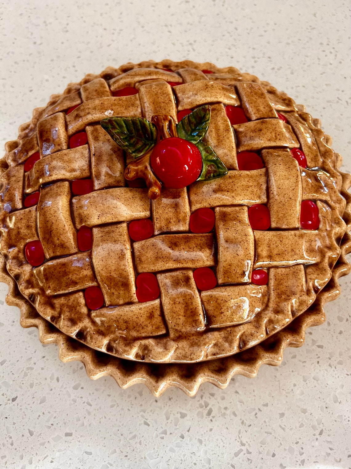 Vintage Ceramic Covered Red Cherry Pie Recipe Plate - Etsy