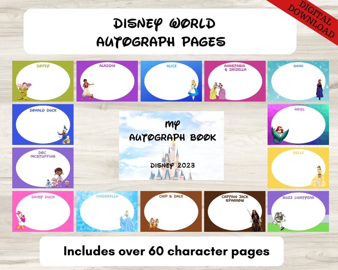 WDW Autograph Pages - Etsy