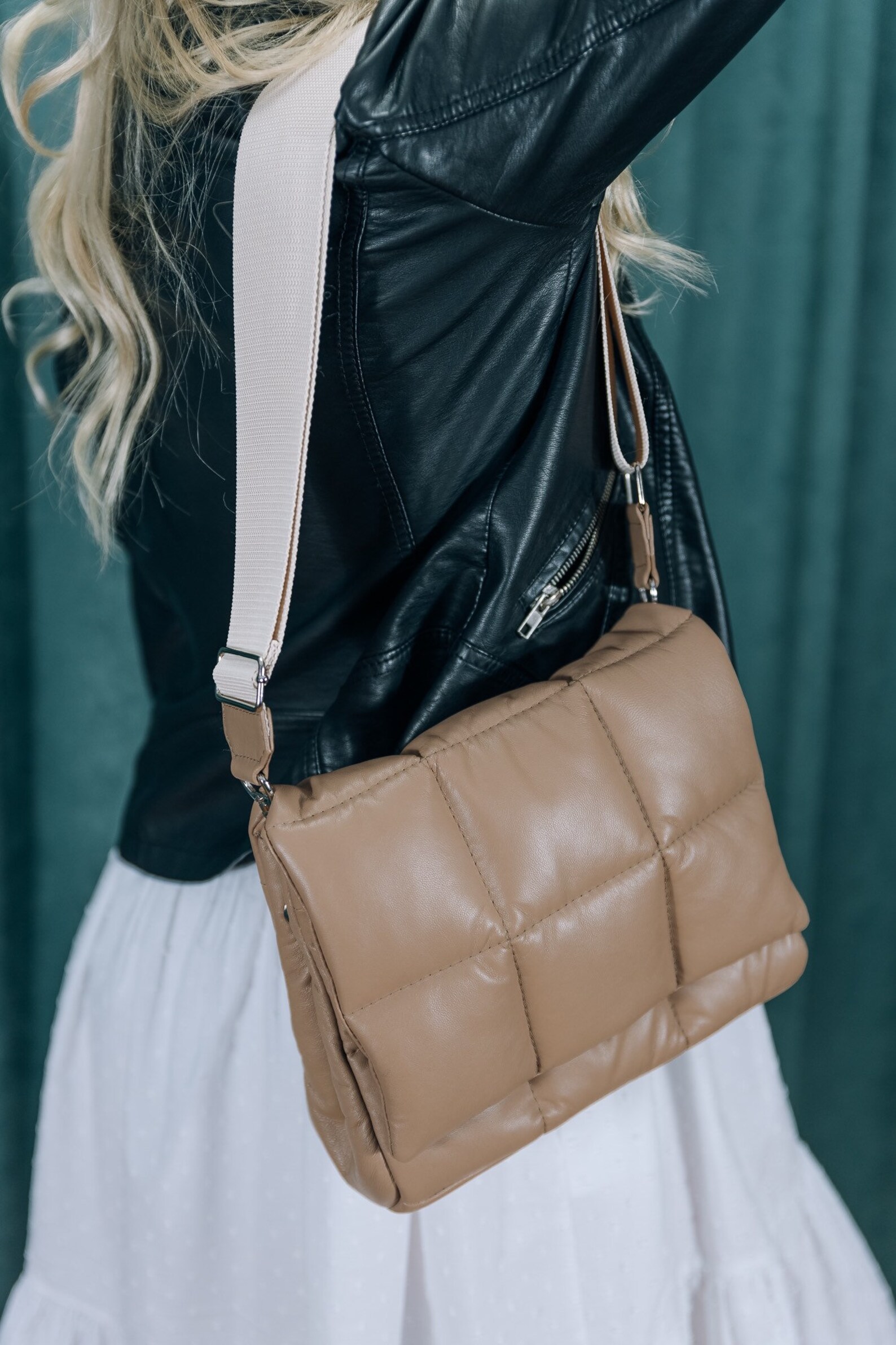 Leather Puffer Handbag Puffy Crossbody Bag Beige Purse Clutch - Etsy