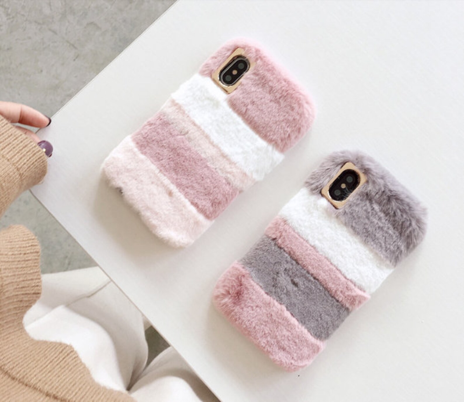 Cute Fluffy Fur Phone Case Fashion Soft TPU Back Phone Cover | Etsy