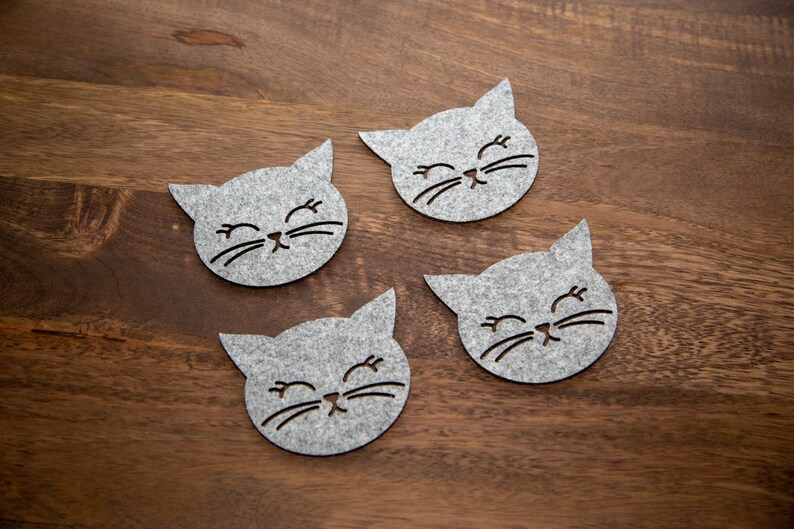 Modern Cat Coasters Felt - Etsy