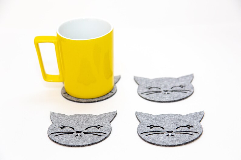 Modern Cat Coasters Felt - Etsy