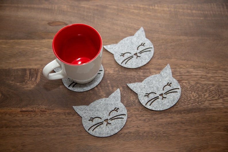 Modern Cat Coasters Felt - Etsy