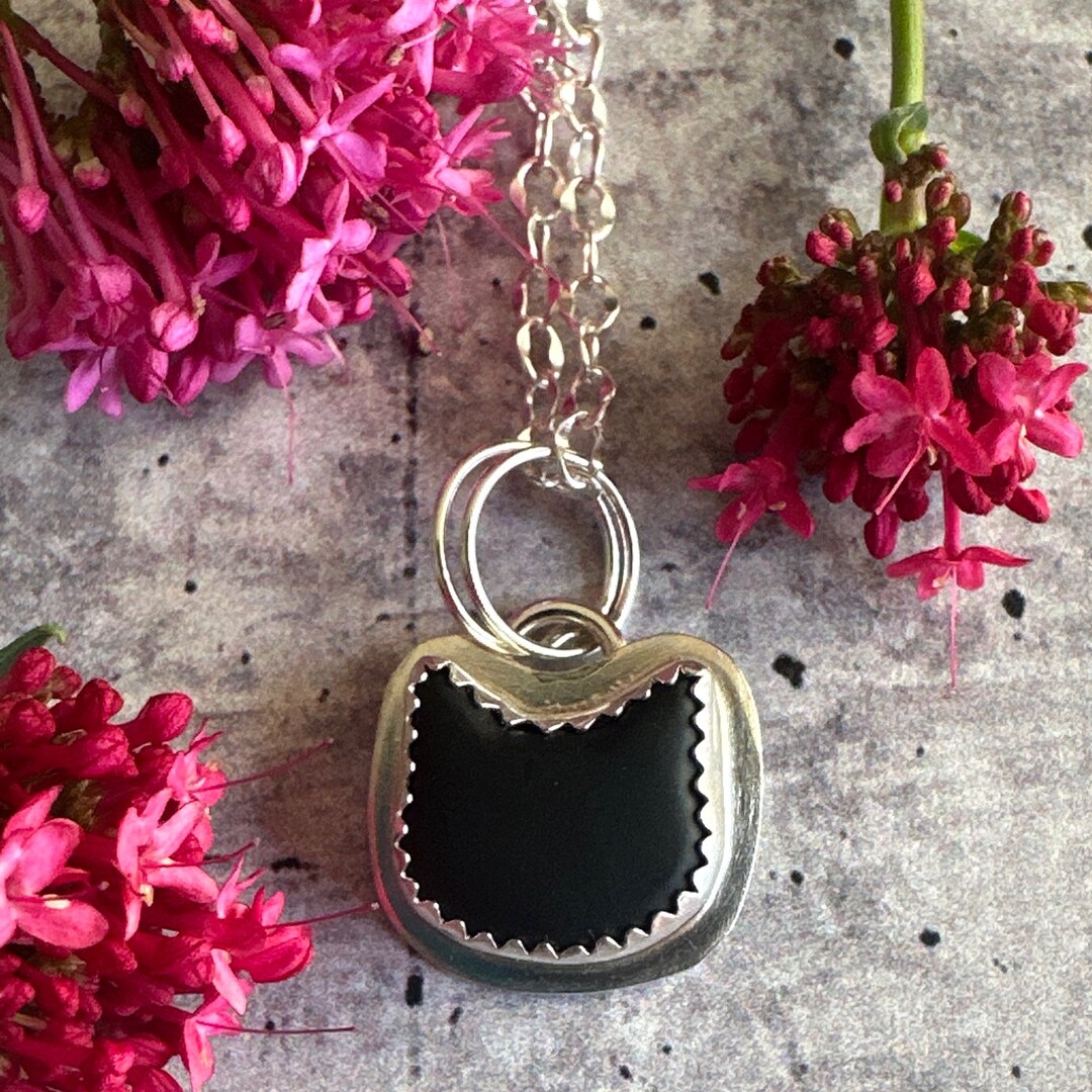 Apache Tears Obsidian and Silver Black Cat/kitten - Etsy
