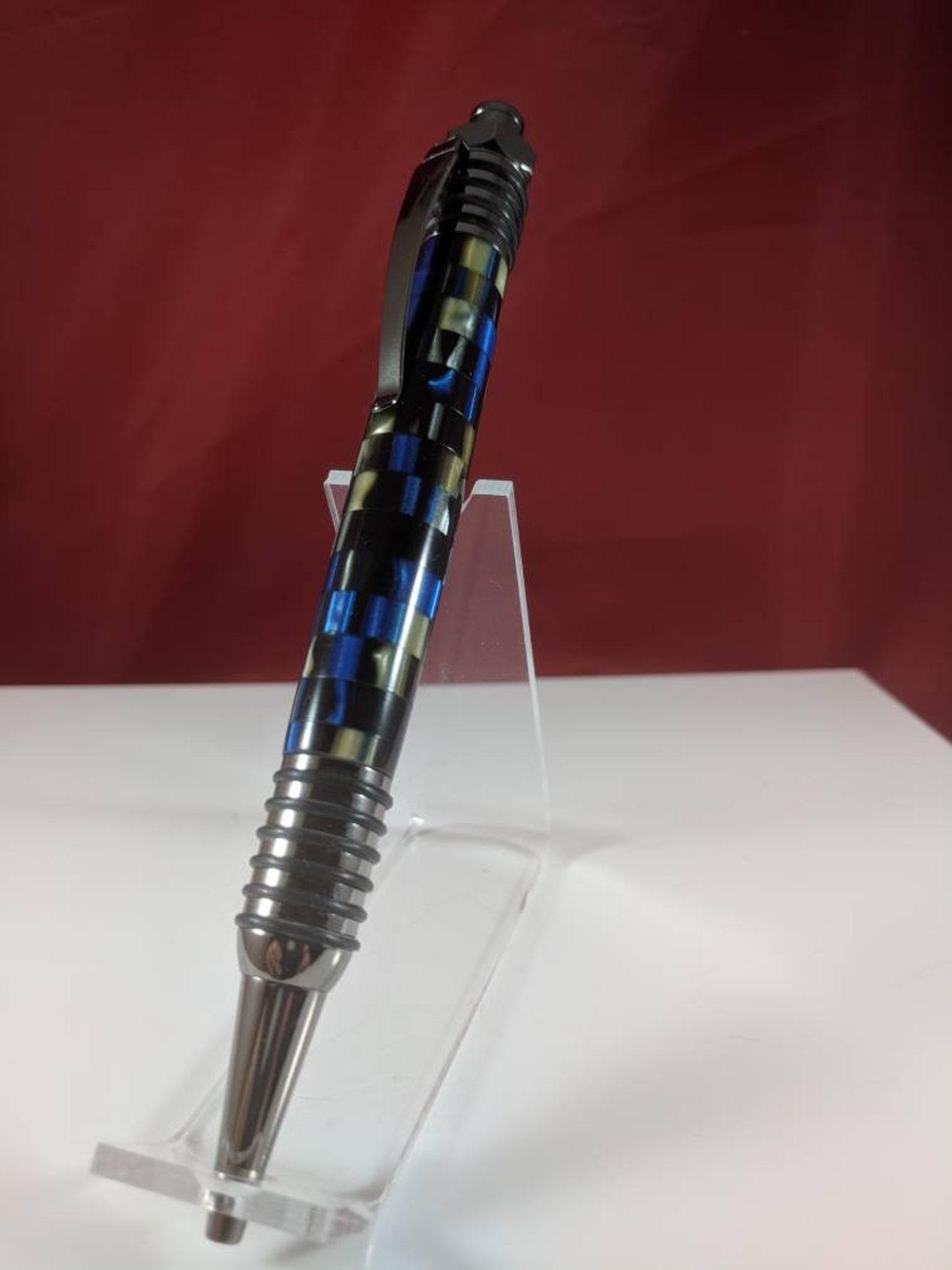 Hand Turned Spartan Pen Crafted With a Blue Mosaic Body - Etsy