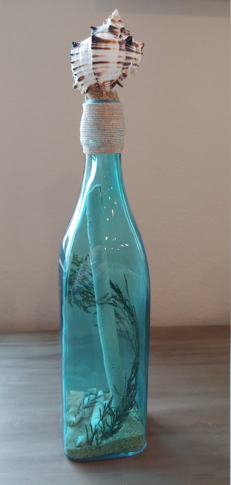 Shell Topped Blue Bottle - Etsy
