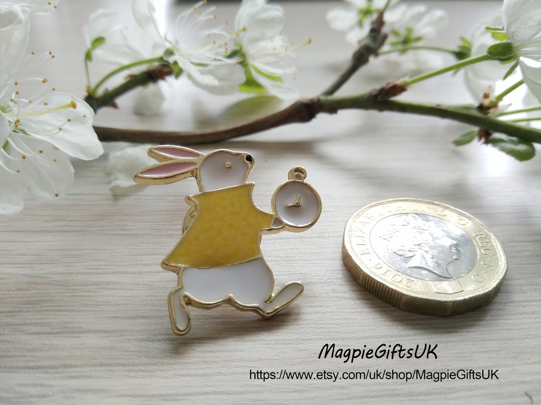 Alice in Wonderland Metal and Enamel Pin White Rabbit Pin - Etsy