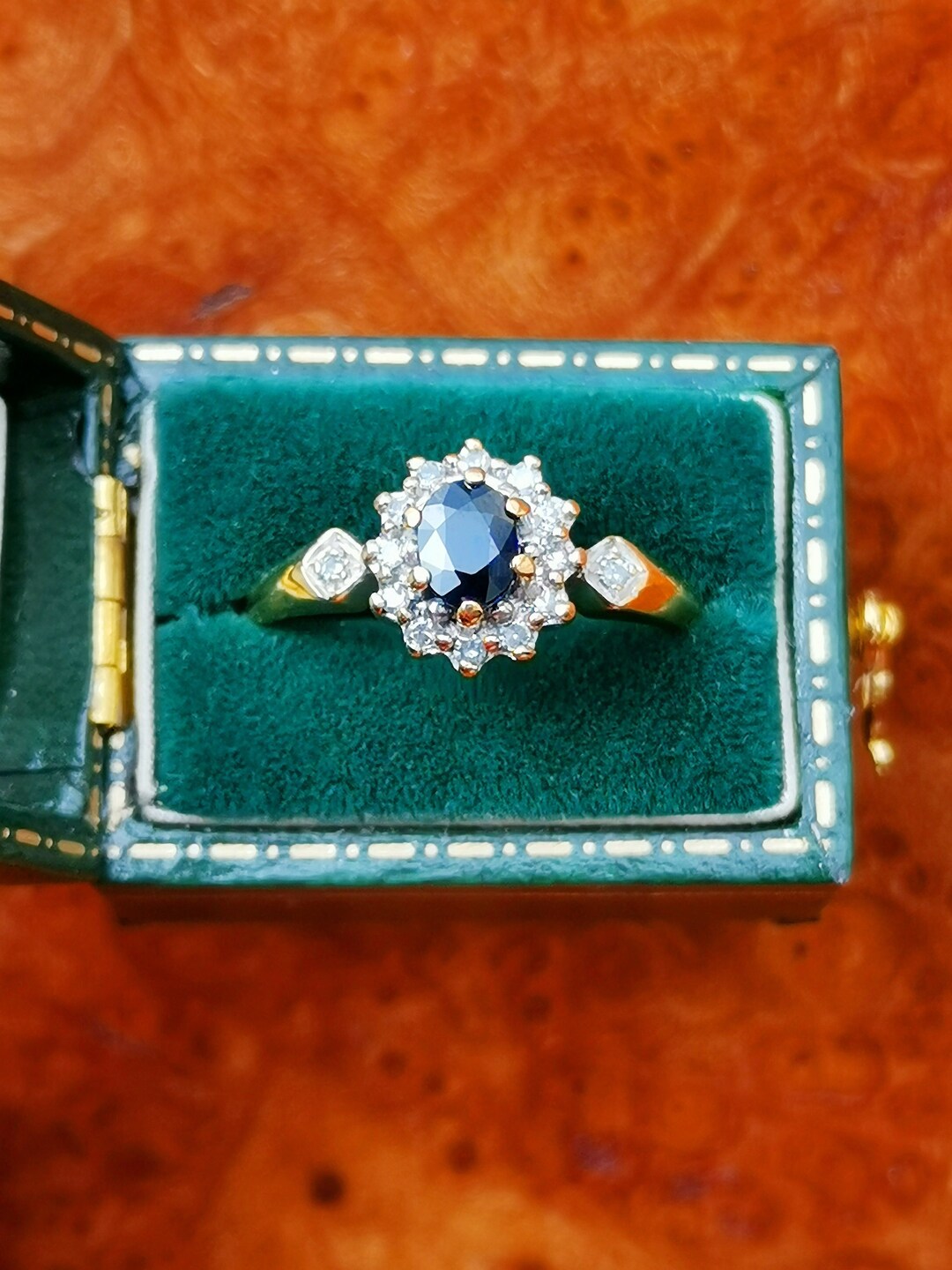 Vintage 9ct Solid Gold Sapphire and Diamond Cluster Ring, Fully ...