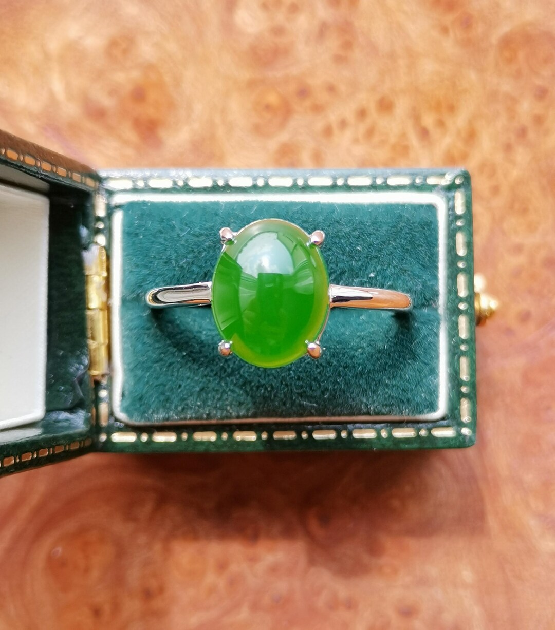 Vintage Sterling Silver Jade Ring, Natural Jade Ring, Solid Silver ...