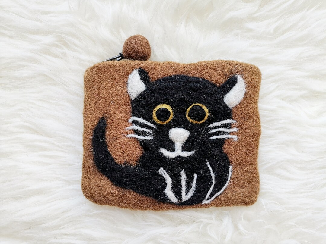 Pure Wool Cat Purse, Handmade Cute Cat Purse, Cat Coin Purses, Hand ...
