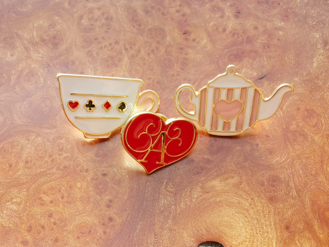 A Set of 3 Alice in Wonderland Enamel Pins Tea Party Pins - Etsy
