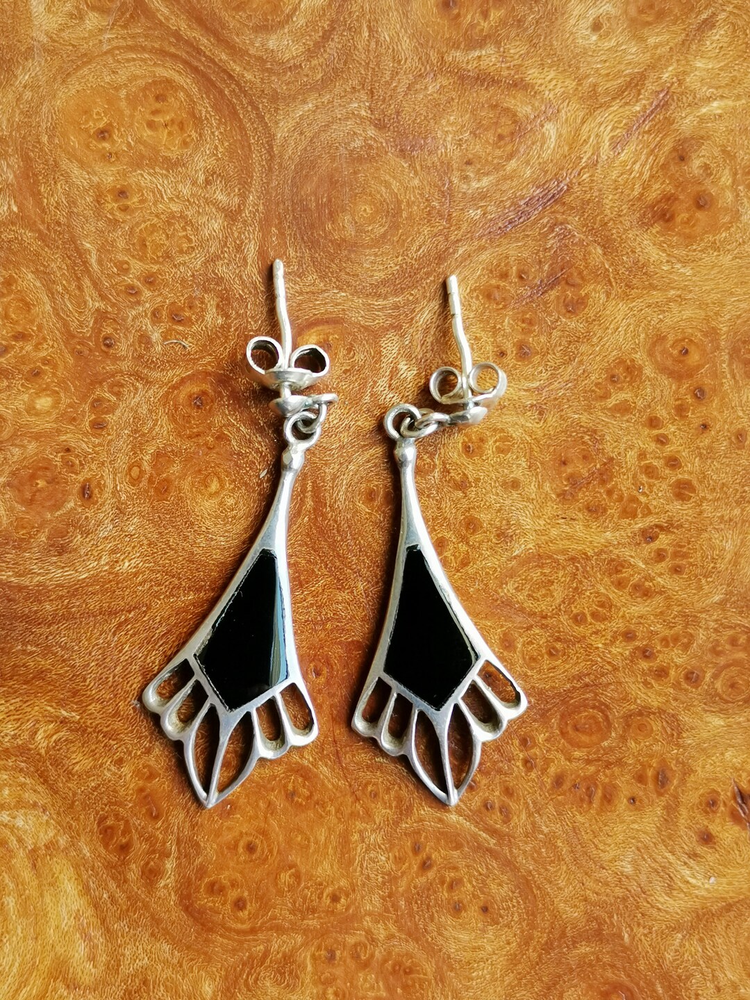Vintage Sterling Silver Whitby Jet Drop Earrings, Collectible Earrings ...