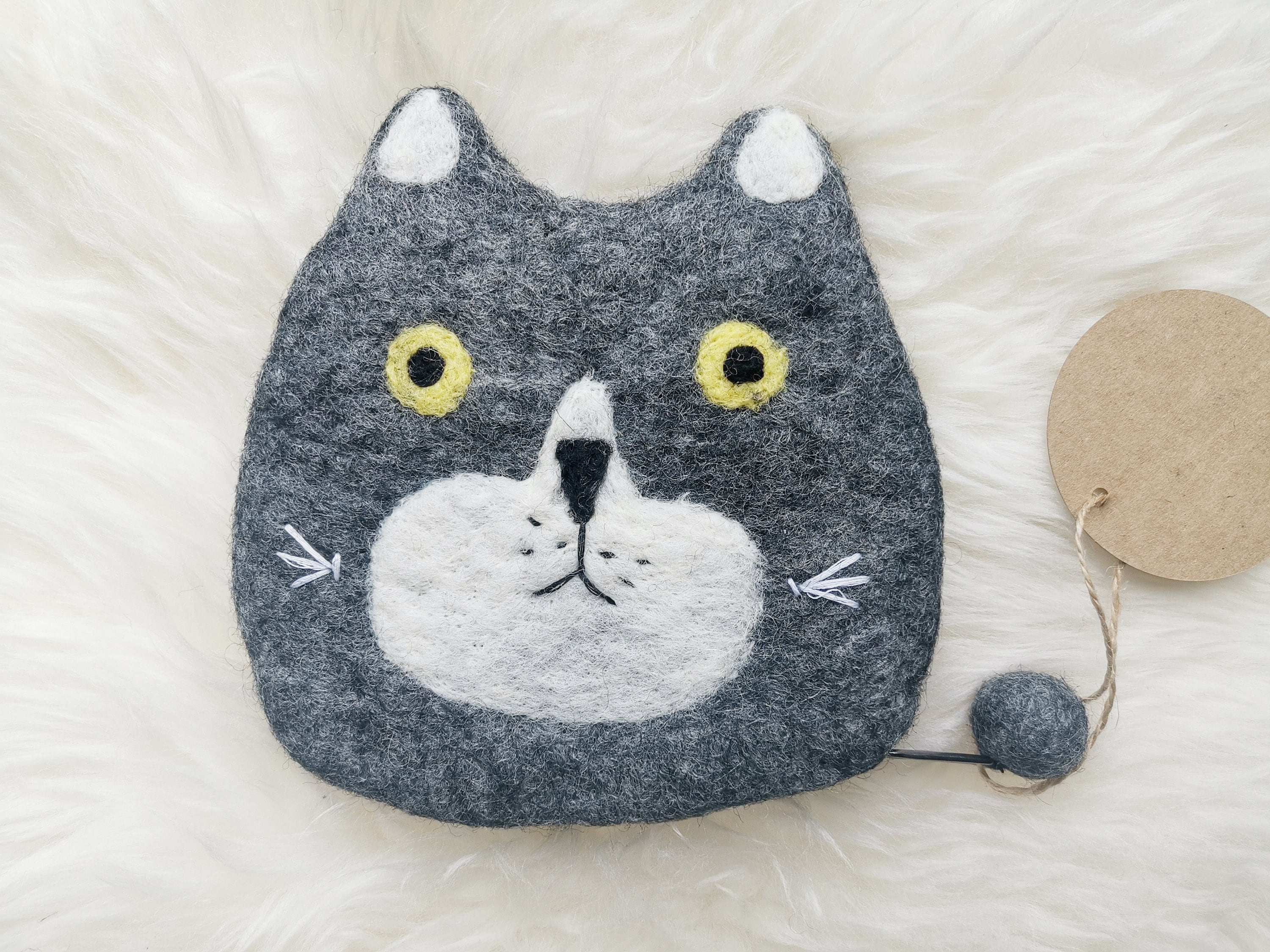 Pure Wool Cat Purse, Handmade Cute Cat Head Purse, Cat Coin Purses ...