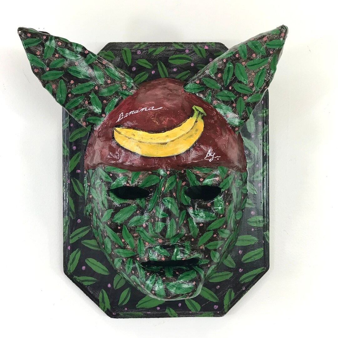 Banana Cat Mask: Handmade Paper Clay Wall Hanging - OMEN Series - Etsy