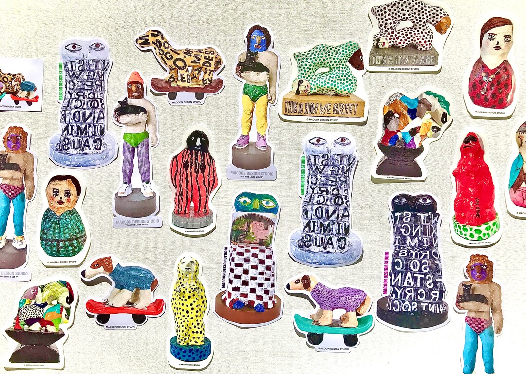 Large Unique Art Stickers, Sticker Set of 2, Original Design, Big Vinyl ...