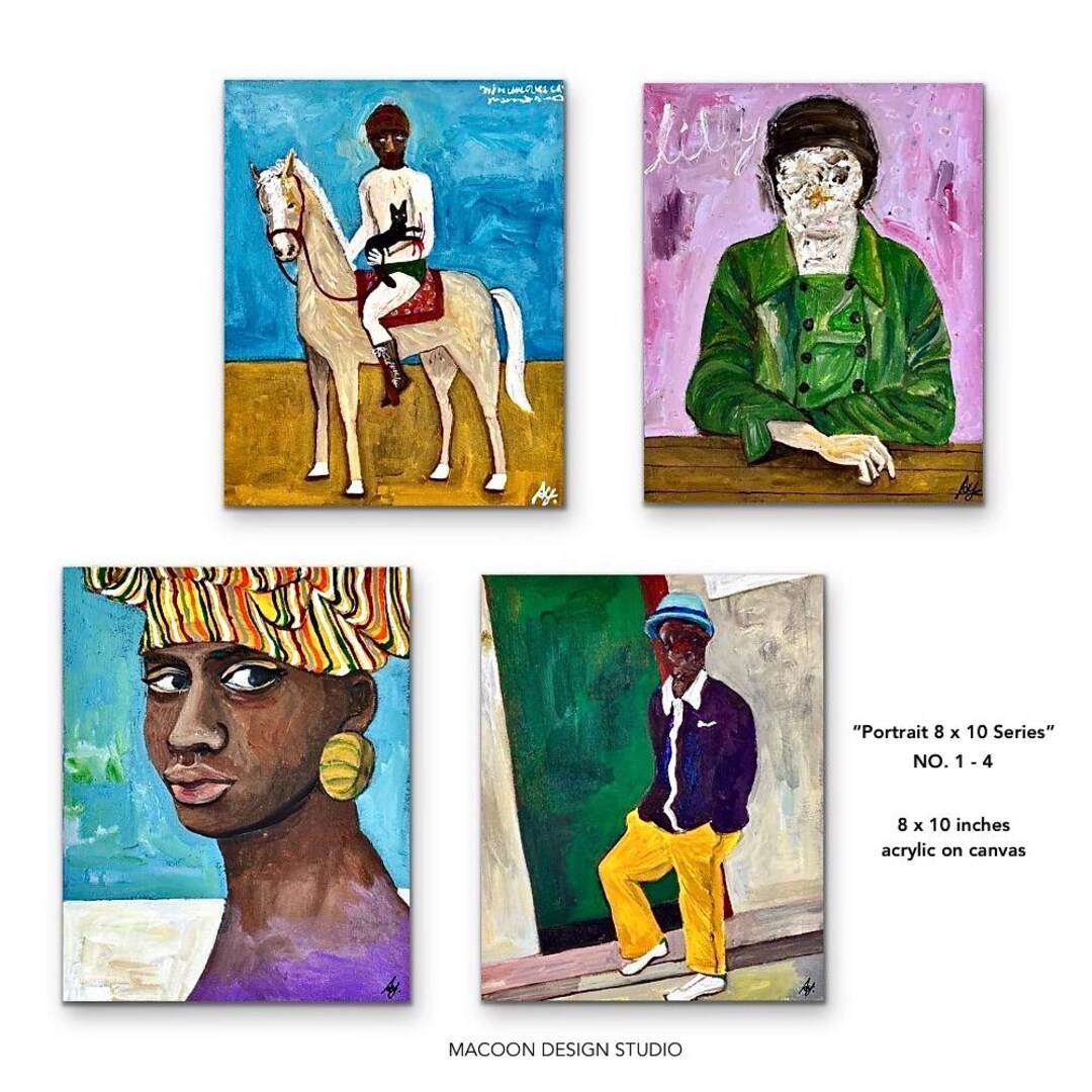 Original Small Portrait Painting: Acrylic on Canvas, Signed Art - Etsy