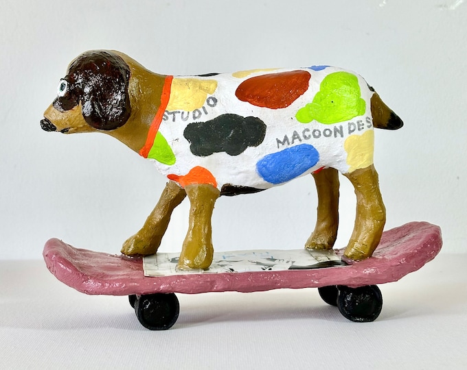 Original Art Sculpture, Unique Dog Object, Handmade Craft, Table Top ...