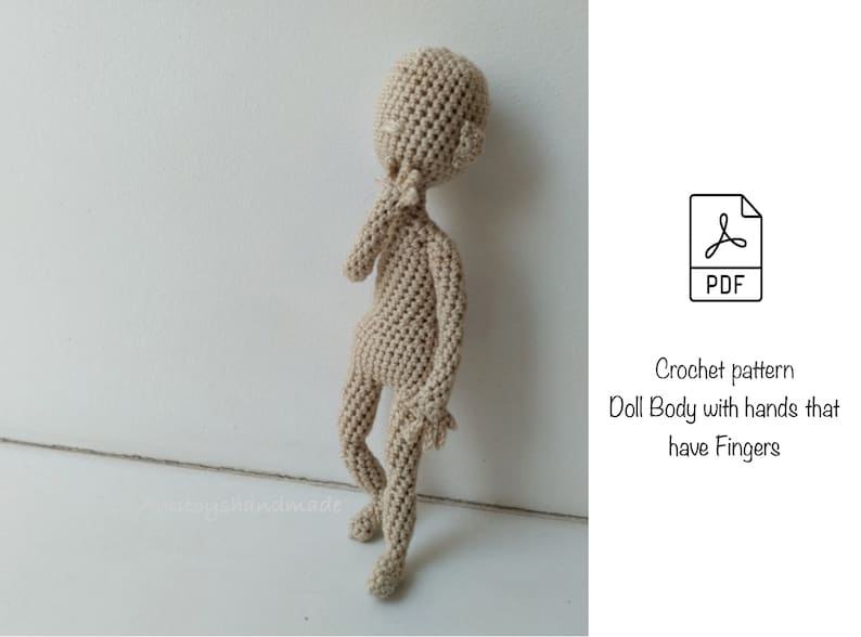 Crochet Pattern for Doll Life Like Body Base With Hands, Doll Has ...