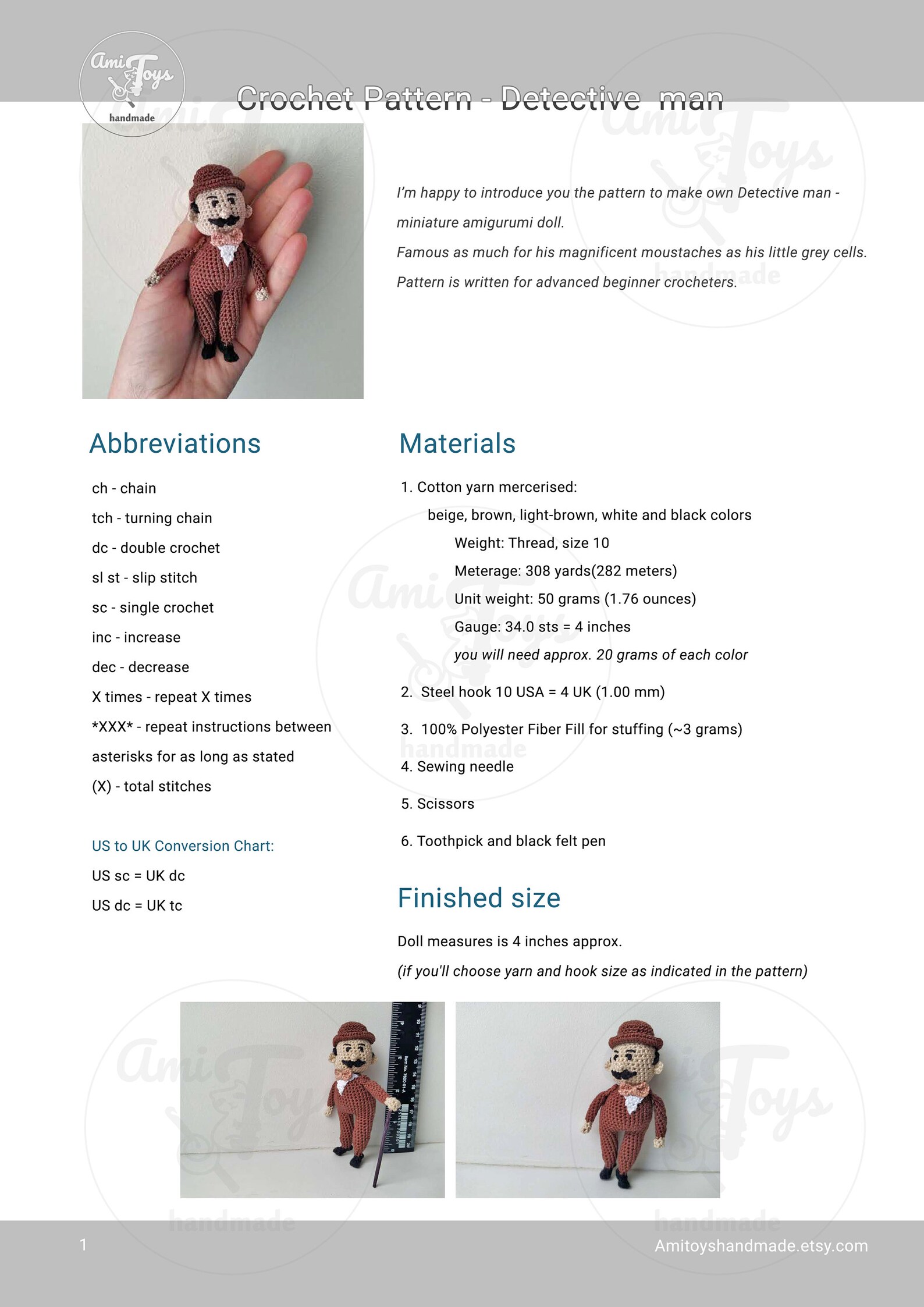 Crochet Pattern for the Detective Man Doll - Etsy