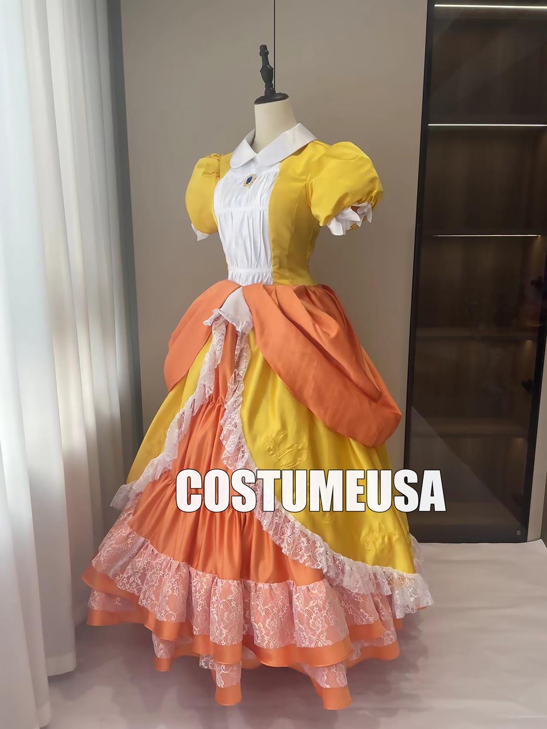 Princess Mario Dress Daisy Yellow Mario Dress Woman Girls Cosplay ...