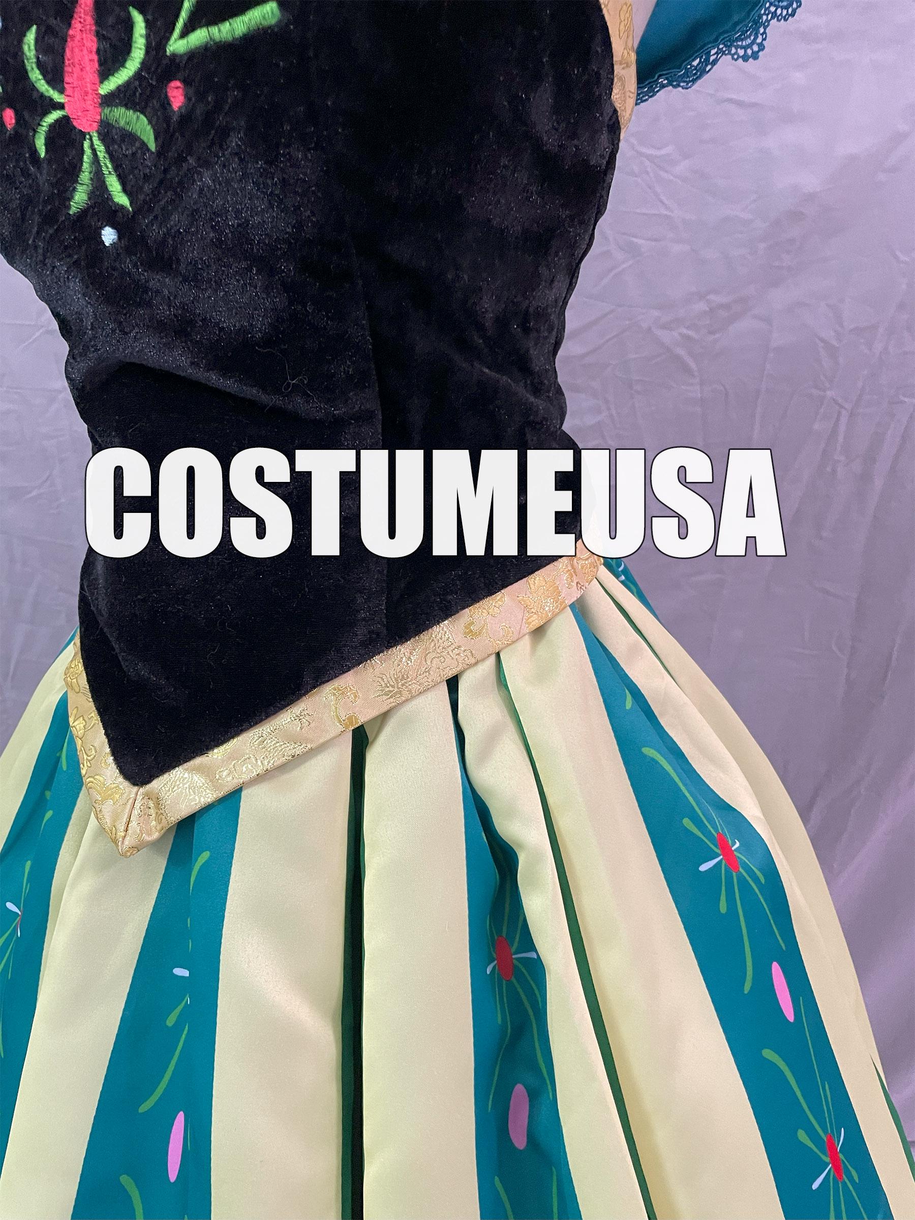 Princess Anna Dress Frozen Anna Dress Coronation Printed Flowers Adult ...