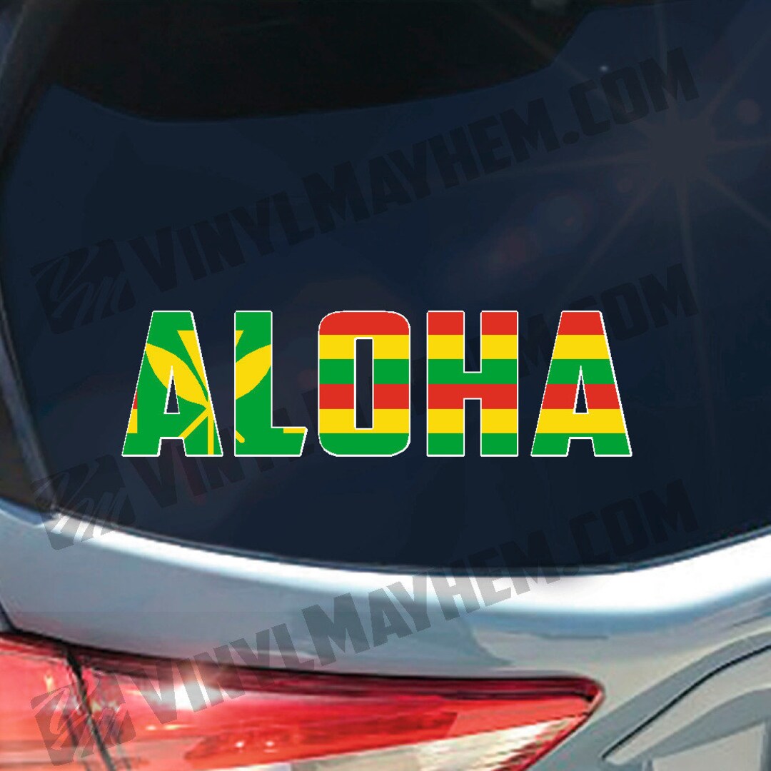 Aloha Kanaka Maoli Flag Text Sticker Decal Text Hawaii Native Local 808 ...