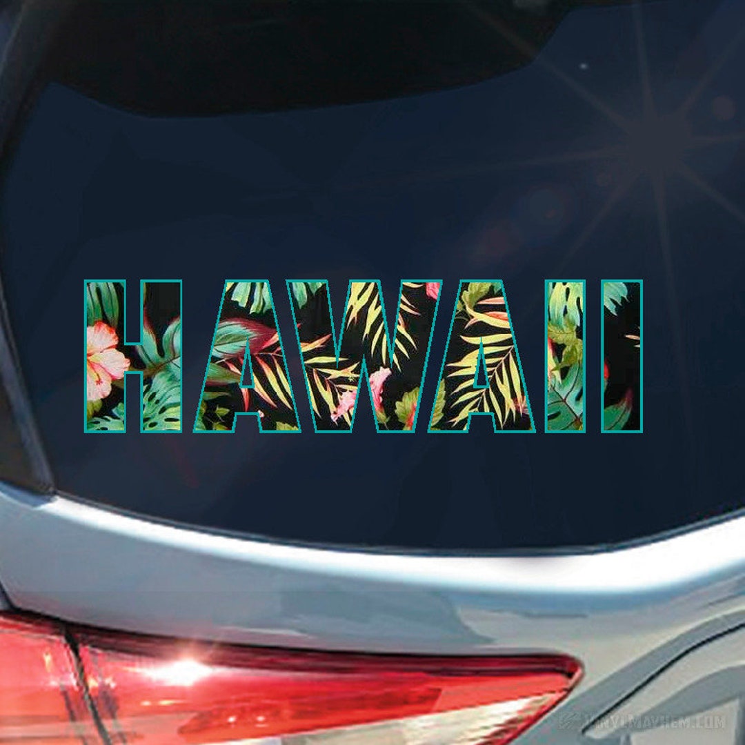 Hawaii Floral Text Sticker Decal Hawaii Native Local 808 HI HNL Maui ...