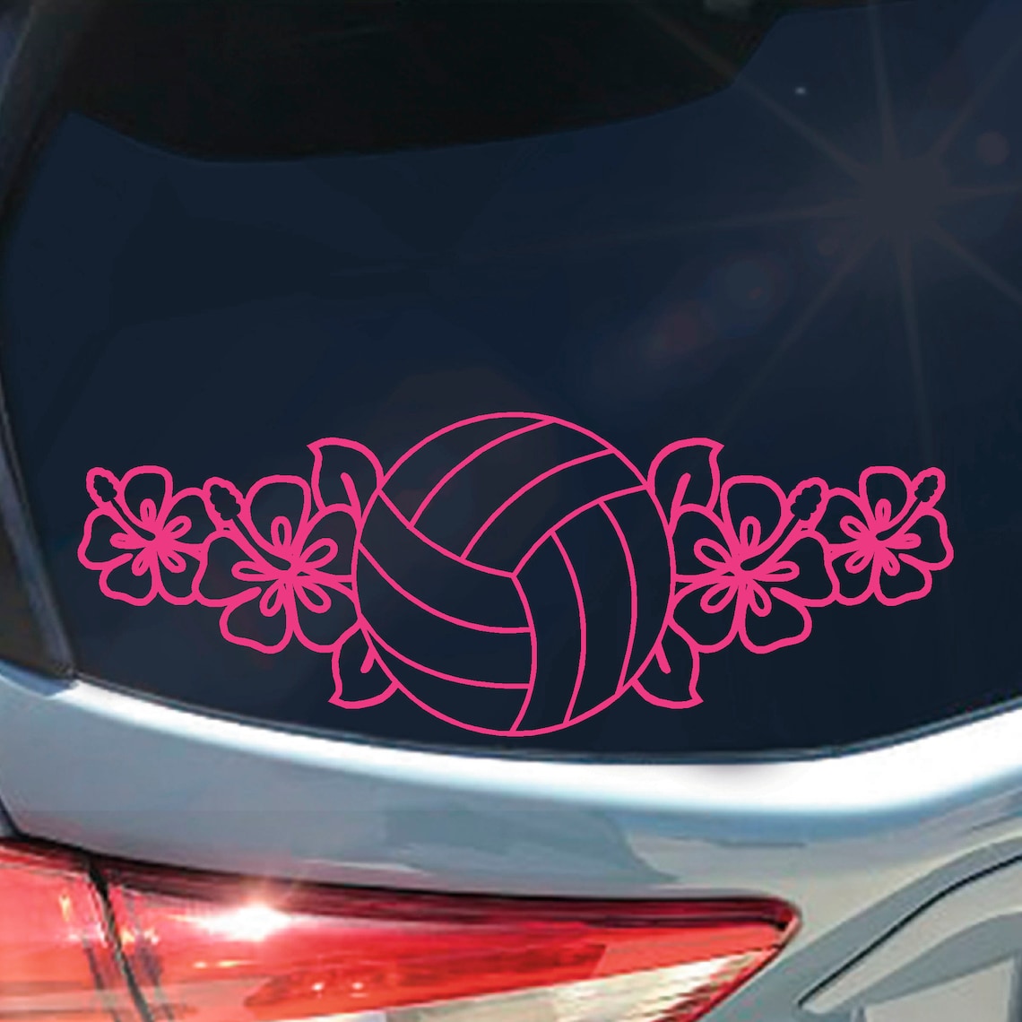 Volleyball With Hawaiian Flowers Vinyl Sticker Decal Sports - Etsy