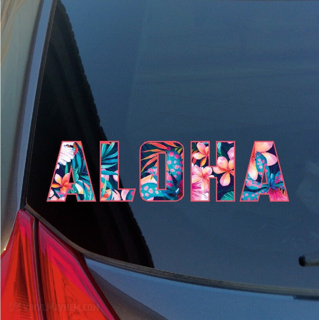 Aloha Floral Text Sticker Decal Hawaii Native Local 808 HI HNL Maui ...