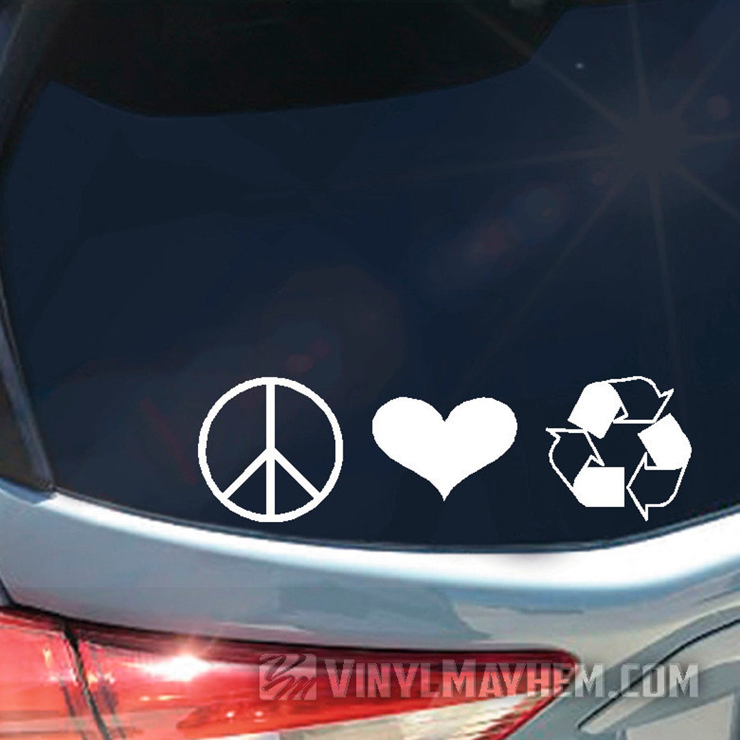 Peace Love Recycle Vinyl Sticker Decal Bottles Cans Ocean Plastic ...