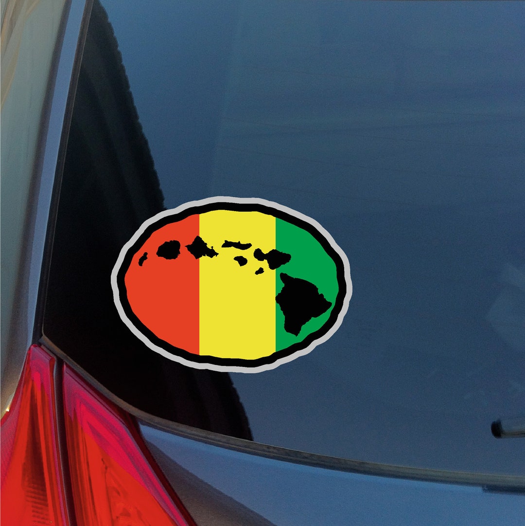 Kanaka Maoli Hawaiian Island Rasta Colors Oval Sticker Decal Hawaii ...