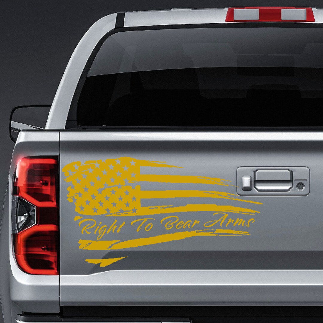 American Flag Right to Bear Arms Distressed Waving Flag Vinyl Sticker ...