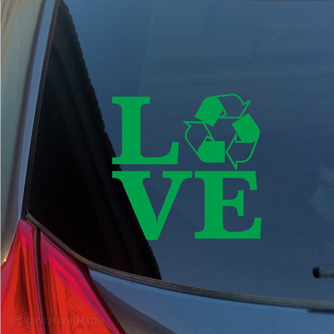 Love Recycle Symbol Vinyl Sticker Decal Bottles Cans Ocean Plastic ...