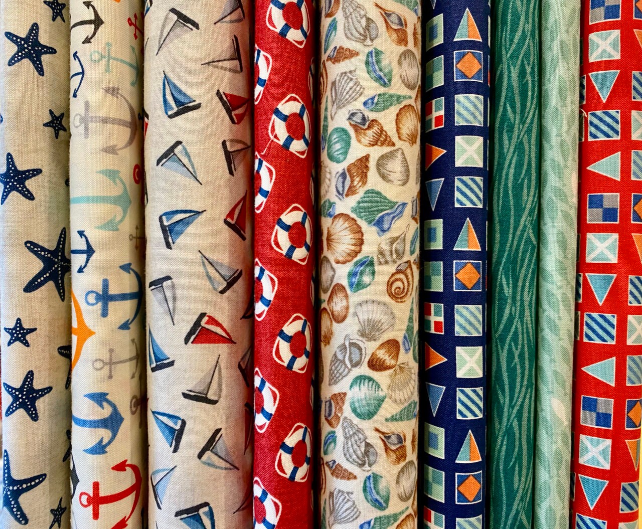 Marina Nautical Fabric From Makower - Etsy UK