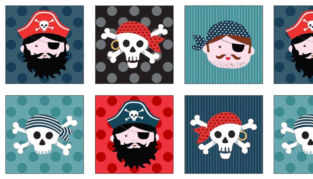 Makower Pirate Squares 3 Strips - Etsy