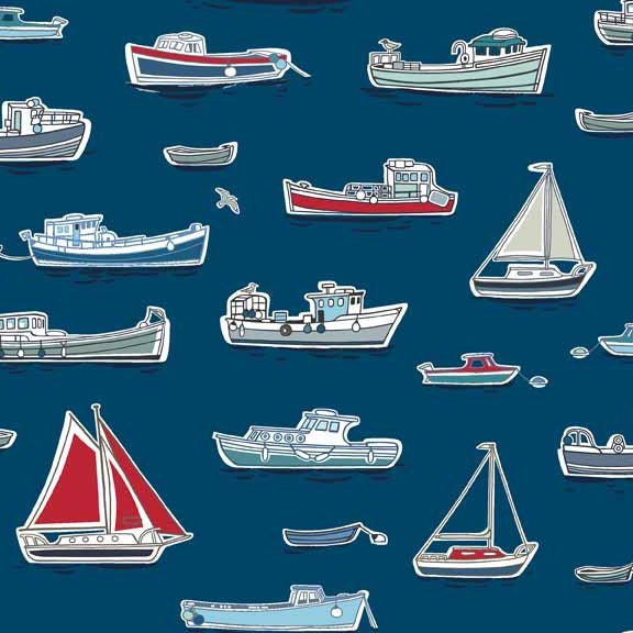 Marina Nautical Fabric From Makower - Etsy UK