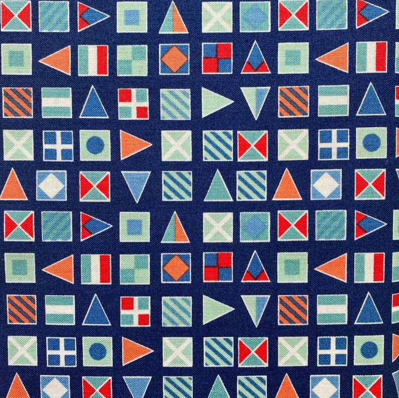 Marina Nautical Fabric From Makower - Etsy UK