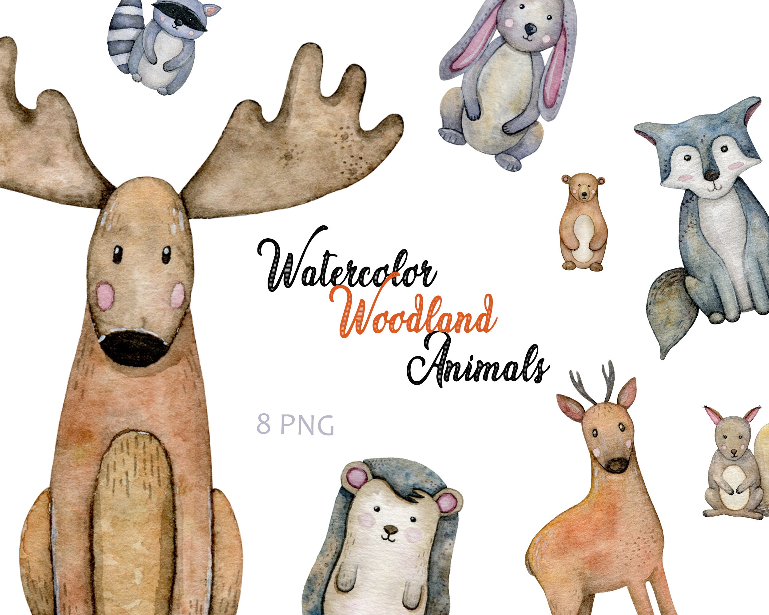Watercolor Woodland Animals Clipart. Forest Baby Animals in - Etsy
