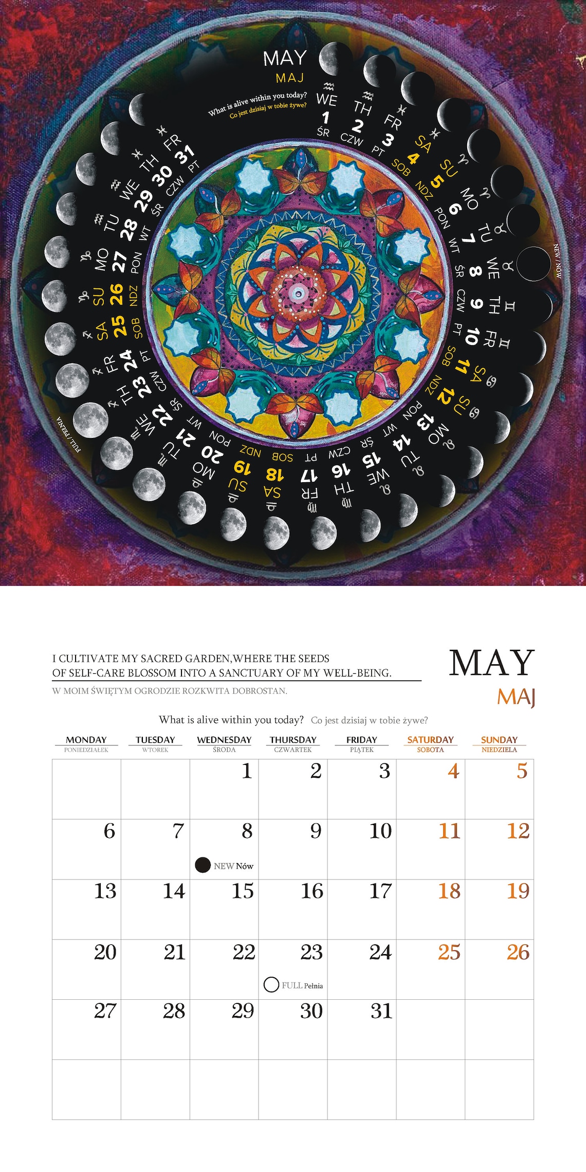 Lunar Mandala Calendar 2024, Calendar 2024, Astrology, Wall Hanging ...