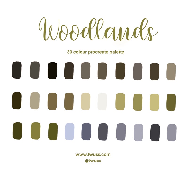 Woodlands Procreate Colour Palette / Procreate Digital Colour Palette ...