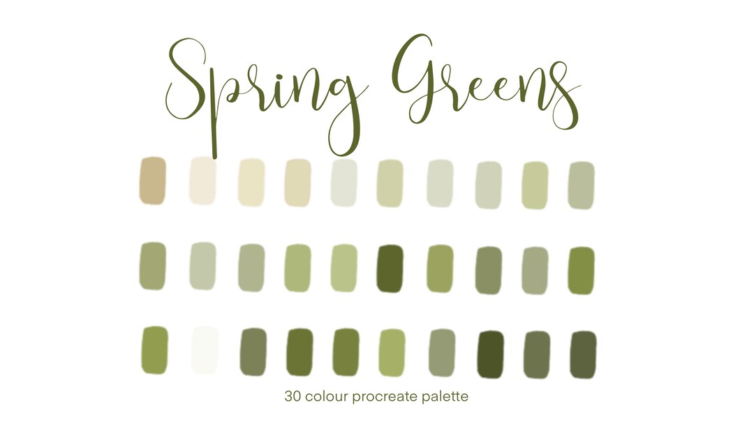 Spring Greens Procreate Colour Palette / Summer Spring Color Palette ...