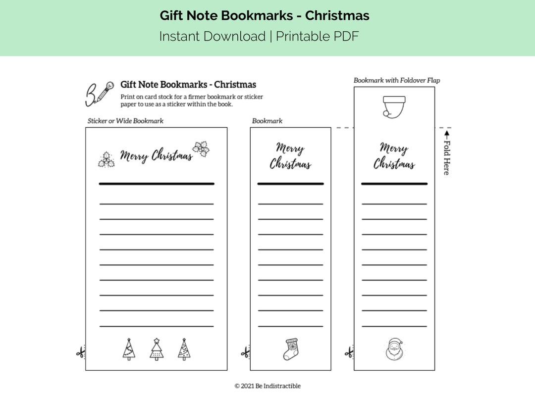 Gift Note Bookmarks - Printable - Christmas Theme - Etsy