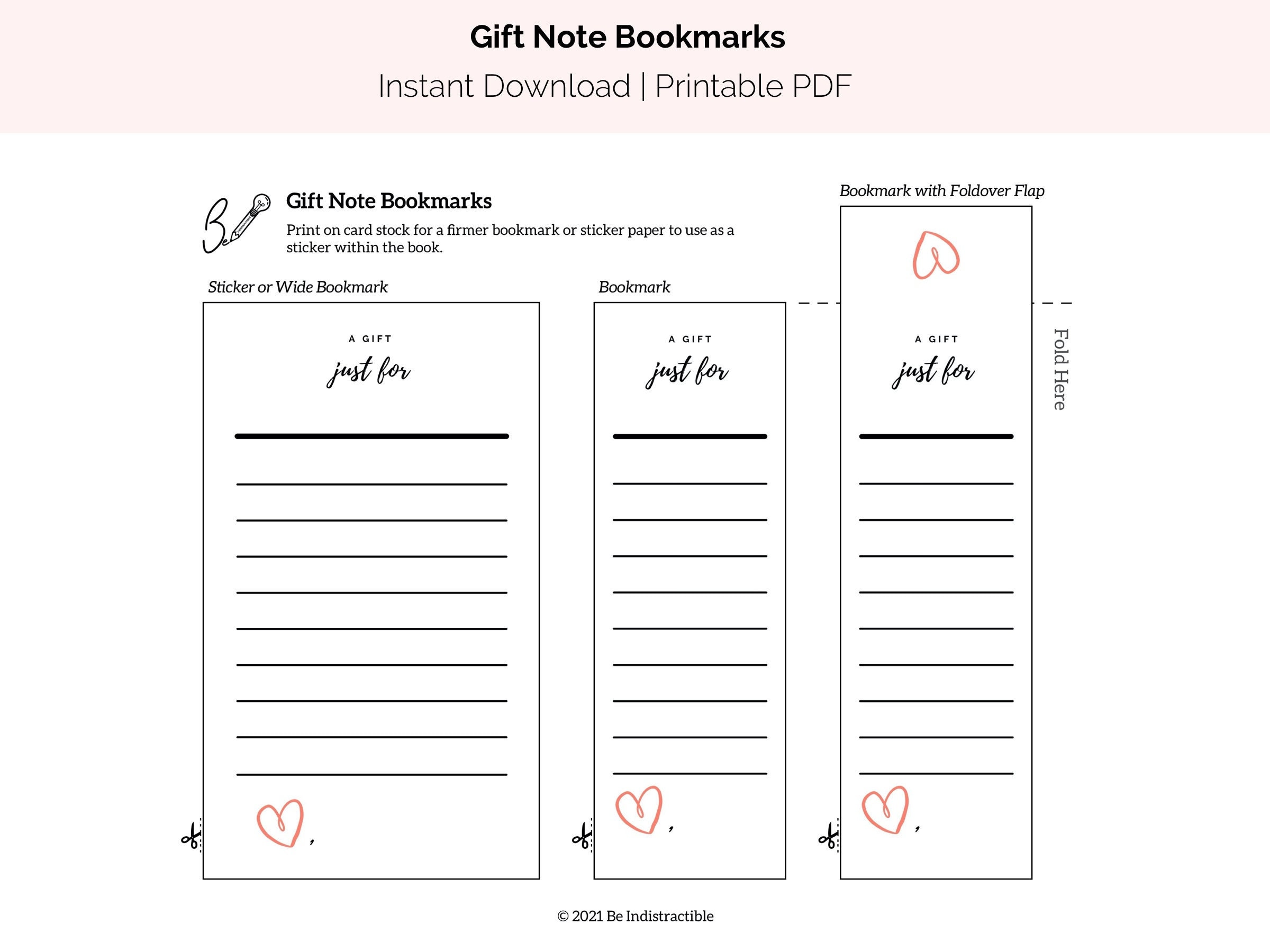 Gift Note Bookmarks - Printable - Etsy