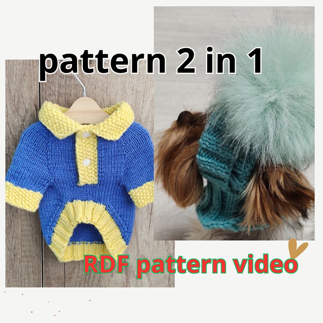 Dog Sweater Pattern, Pdf Knitting Dog Hats, PDF Knitting Pattern Small ...
