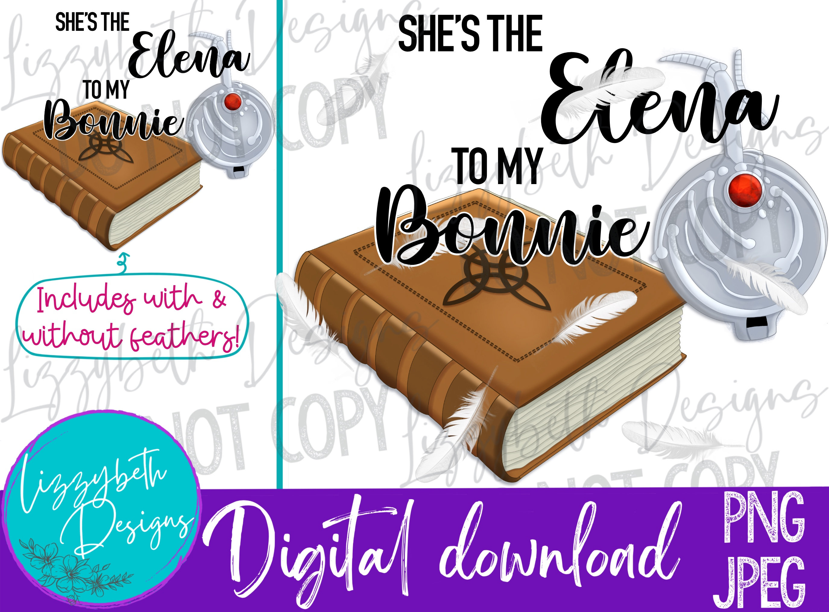 TVD Bonnie/elena PNG Sublimation Design Best Friend/couple - Etsy