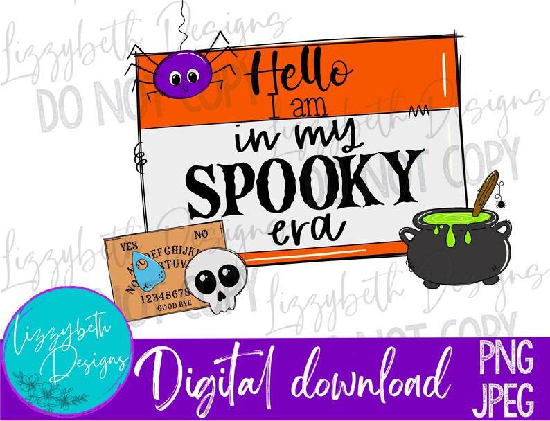 Spooky Era Name Tag PNG Sublimation Design - Etsy