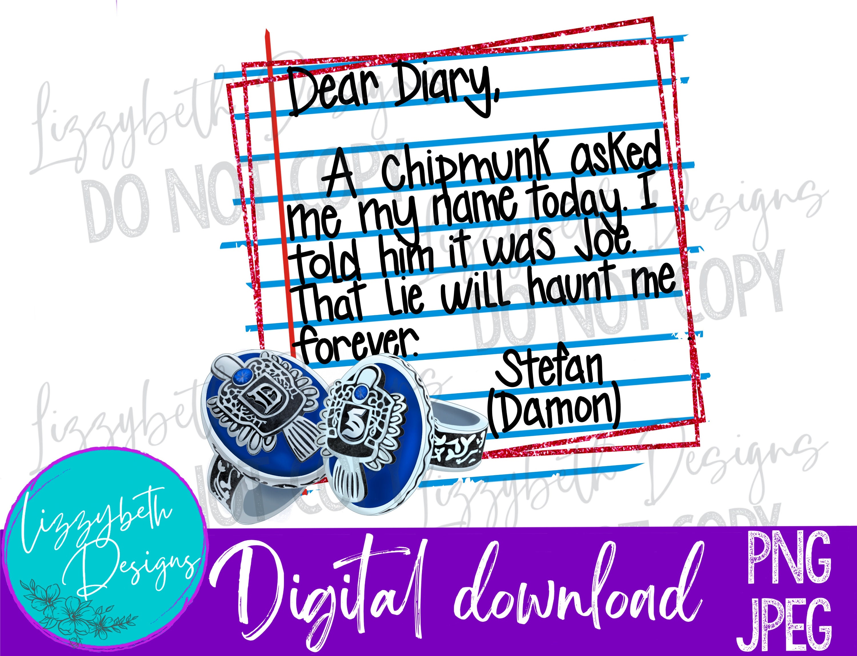 Dear Diary TVD PNG Sublimation Design - Etsy
