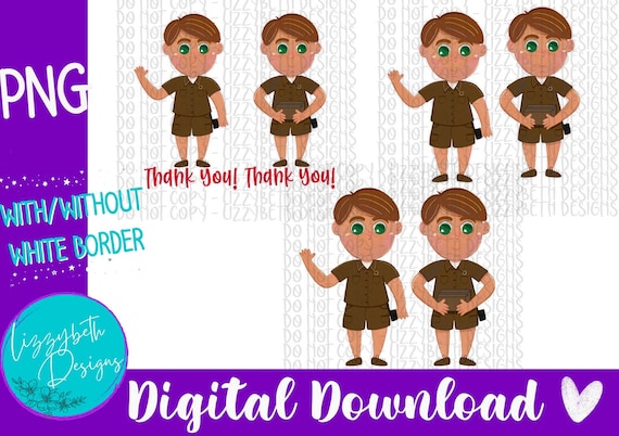 UPS Man Sticker PNG Printable Design Brunette - Etsy