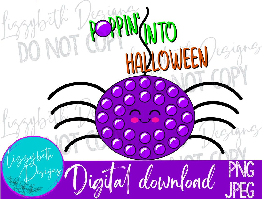 Pop-It Halloween Spider PNG Sublimation Design, Poppin into Halloween ...