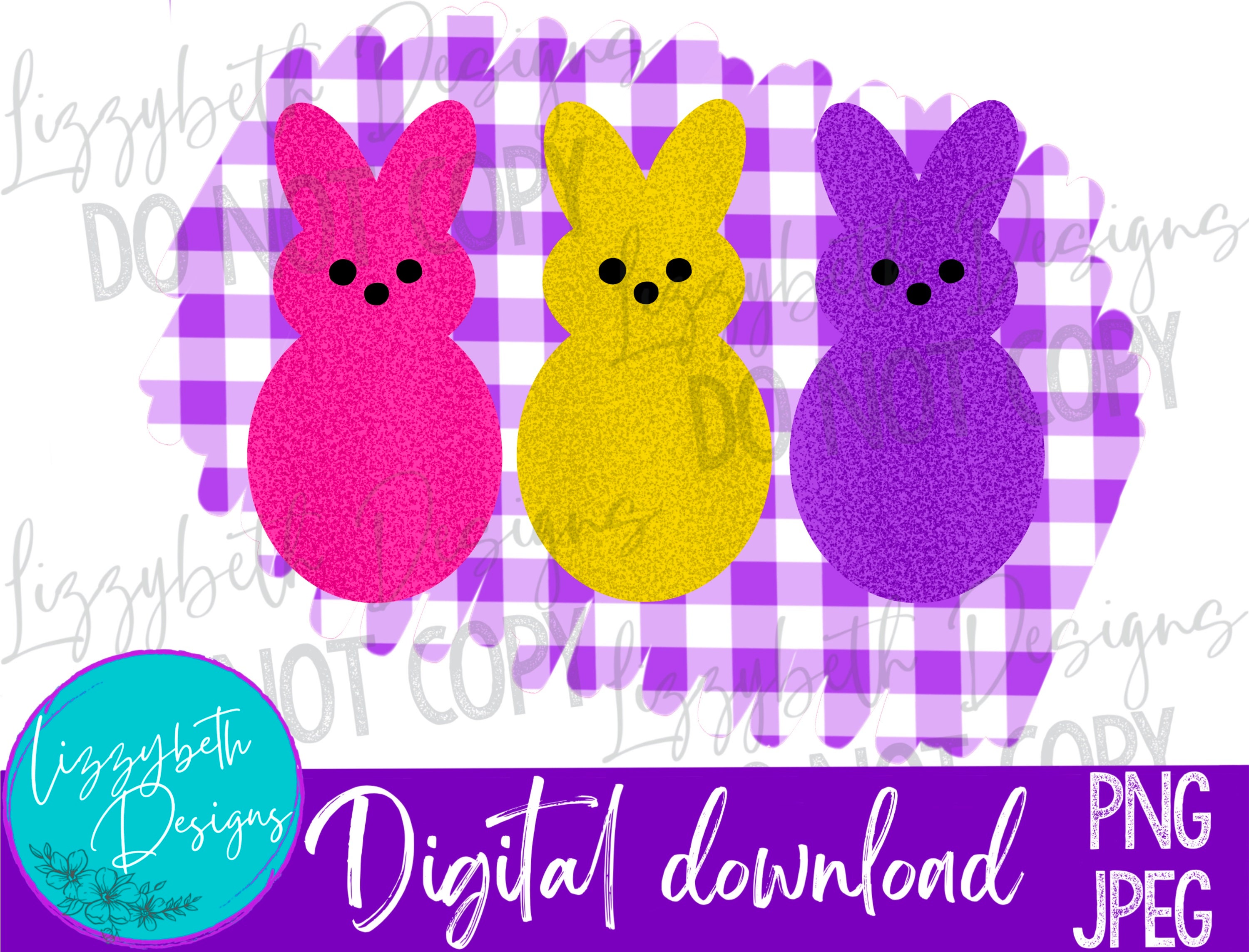 Marshmallow Bunny Easter PNG Sublimation Design, Peep Trio - Etsy